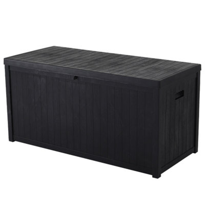 430L Black Lockable Waterproof Outdoor Garden Cushion Storage Box With ...