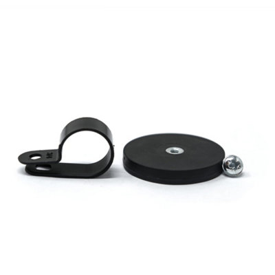 43mm dia x 6mm high Rubber Coated Cable Holding Magnet With 19mm Cable ...