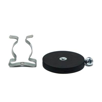 43mm dia x 6mm high Rubber Coated Cable Holding Magnet With 19mm Terry ...