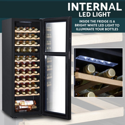 44 Bottle Dual Zone Freestanding Wine Cooler Fridge - LED Backlit BLACK ...
