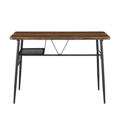 44" Metal Writing Desk with Storage Shelf