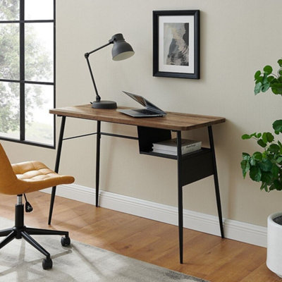 44" Metal Writing Desk with Storage Shelf