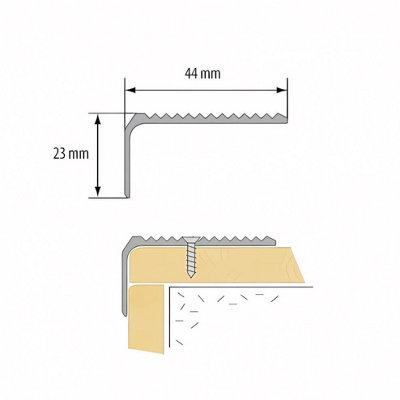 44 X 23MM ANODISED ALUMINIUM ANTI SLIP RIBBED TREADS STAIR NOSING N44S ...