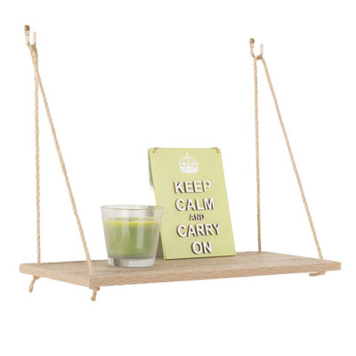440mm Rope Shelf Kit With Rope Hanging Support, Oak Effect