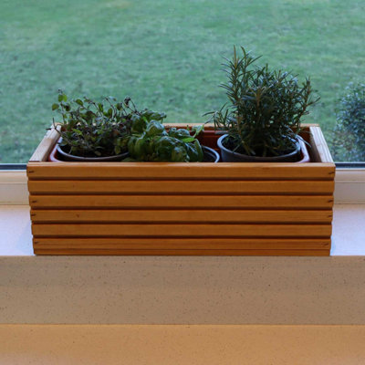 44cm Long Wooden Windowsill Planter - Natural | DIY at B&Q