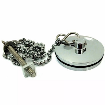 44mm Chrome Bath Plug with 450mm Chain & Stay Universal Bathtub Plug ...