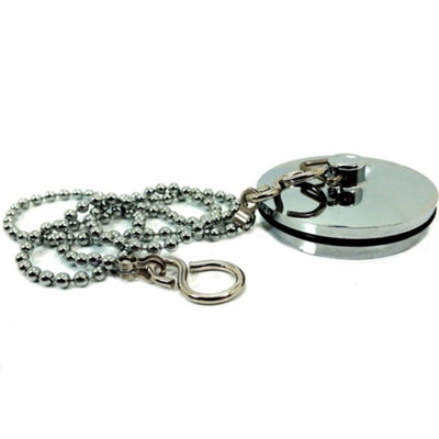 44mm Chrome Sink & Bath Plug with 18 inch Chain Universal Fit Drain ...
