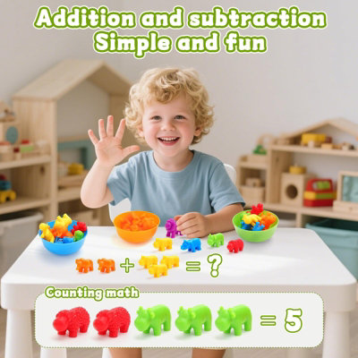 44PCS Counting Animals Sorting Game Montessori Colour Matching and Fine ...
