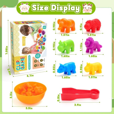 44PCS Counting Animals Sorting Game Montessori Colour Matching and Fine ...