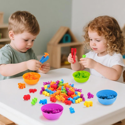 44PCS Counting Animals Sorting Game Montessori Colour Matching and Fine ...