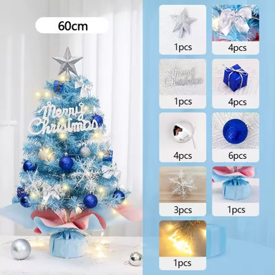 45/60cm Christmas Tree With lights Blue Christmas Tree Desktop Mini ...