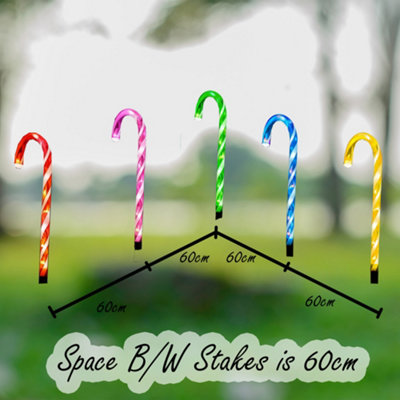 45 LED Outdoor Multicolour Candy Cane Lights Set of 5 - Battery ...
