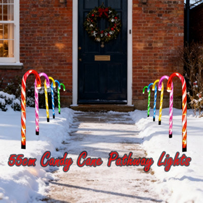 45 LED Outdoor Multicolour Candy Cane Lights Set of 5 - Battery ...