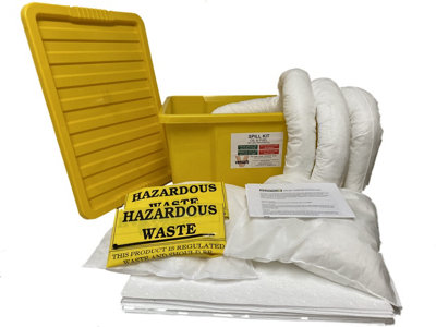 45 LITRE OIL AND FUEL SPILL KIT IN A CLIP TOP TOTE TUB - PORTABLE SPILL ...