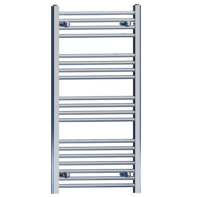 450 mm x 1000 mm Straight Chrome Heated Bathroom Towel Rail Radiator ...