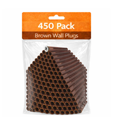 450 Pack Brown Wall Plugs Expansion Screw Fixings for Brick Stone and ...
