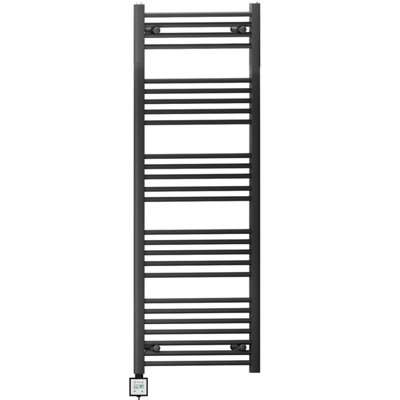 450 x 1400 mm Black Electric Bathroom Heated Towel Rail Thermostatic ...