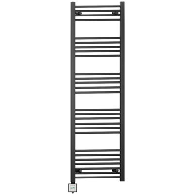 450 x 1600 mm Black Electric Bathroom Heated Towel Rail Thermostatic ...