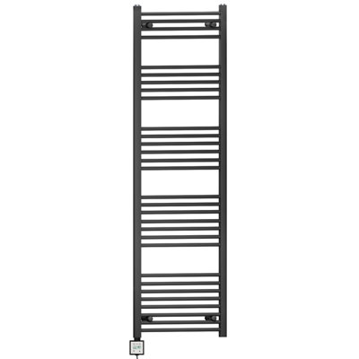 450 x 1700 mm Black Electric Bathroom Heated Towel Rail Thermostatic ...