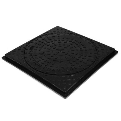 450mm Black Square Manhole Cover & Frame ug60 | DIY at B&Q