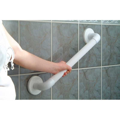 450mm Grab Bar Rail White Straight Perforated 32mm