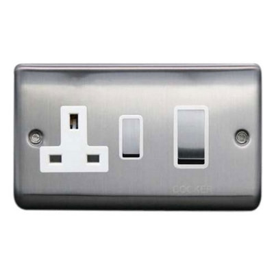 45A COOKER CONTROL UNIT BRUSHED CHROME, WHITE INSERT, 5