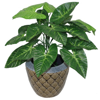 45cm Artificial Taro Plant - 45cm Dark Taro | DIY at B&Q
