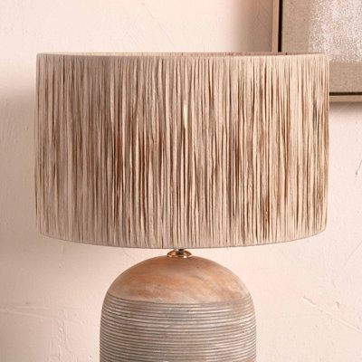45cm Natural Raffia Cylinder Lampshade Boho Brown Palm Tree Drum Lamp ...