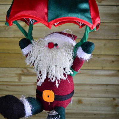 45cm Premier Animated & Musical Parachuting Christmas Character Santa