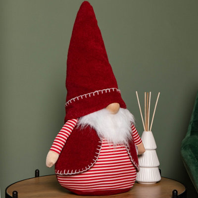 45cm Red and White Stripe Sitting Christmas Gonk Decoration | DIY at B&Q