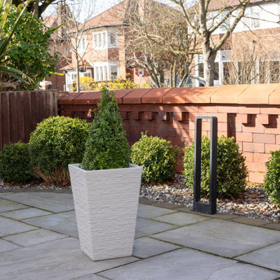 45cm Tall Plastic Slate Effect Garden Patio Planter in Stone
