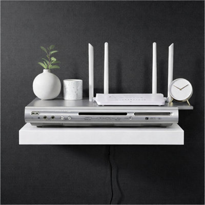 45cm Wall Floating Media Shelf TV Sky Box, DVD, PS4, X-box Space for ...