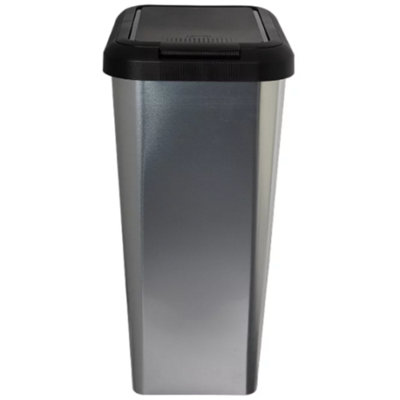 45L SILVER IML TOUCH & LIFT RECTANGLE SWING KITCHEN WASTE RUBBISH ...