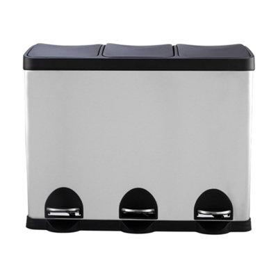 45L Stainless Steel Step Open Kitchen Bin Rubbish Bin Waste Bin with Pedals