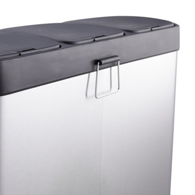 45L Stainless Steel Step Open Kitchen Bin Rubbish Bin Waste Bin with Pedals