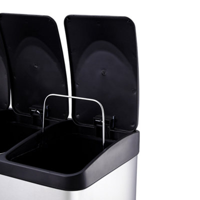 45L Stainless Steel Step Open Kitchen Bin Rubbish Bin Waste Bin with Pedals