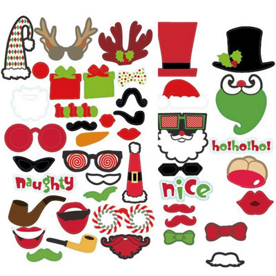 45pcs Christmas Party Props Photo Booth Props