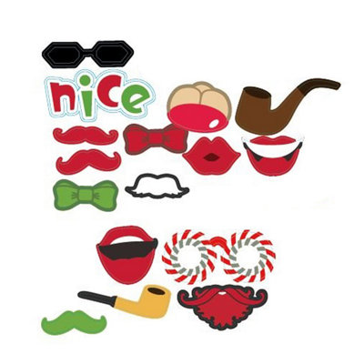 45pcs Christmas Party Props Photo Booth Props