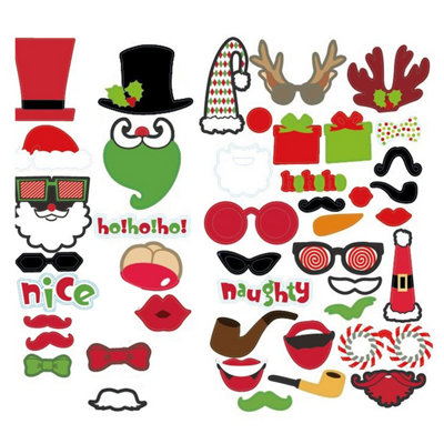 45pcs Christmas Party Props Photo Booth Props