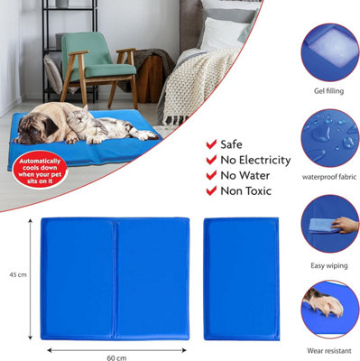 45x60cm Pet Dog Cat Self Cooling Pressure Activated Gel Mat Cold Ice ...