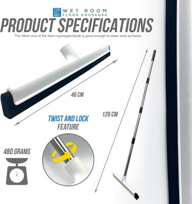 46CM FLOOR SQUEEGEE MOP WITH 4-SECTION ALUMINUM ANTI-RUST HANDLE