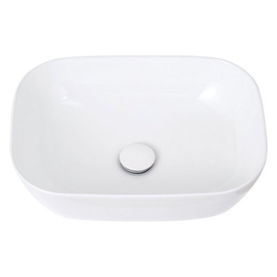 46cm W Rectangular Ceramic Countertop Basin with Central Drain Set