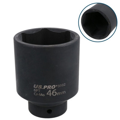 46mm 1/2" Drive Deep Metric Impact Socket 6 Sided for Ball Joints Drive ...