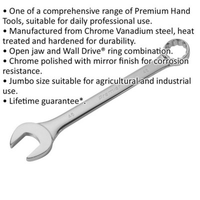 46mm Extra Large Combination Spanner - Durable Open Ended & 12 Point ...
