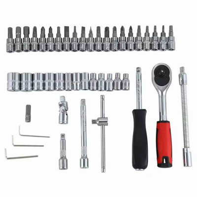 46pc 1/4 inch Drive Ratchet Socket Set Wrench Set with Sockets Metric ...