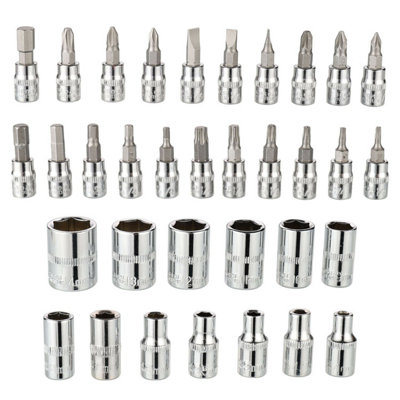 46PCS Drive Ratchet Socket Set, Socket Wrench Ratchet Tools Kit with ...