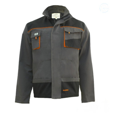 46UK Artmas Classic Work Jacket Graphite Orange Accents Reinforced ...