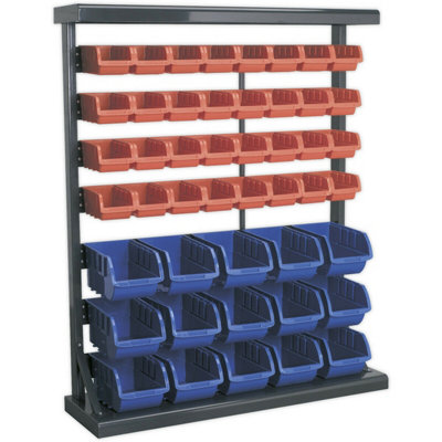 47 Tray Bin Floor Standing Storage Rack for Garage and Warehouse
