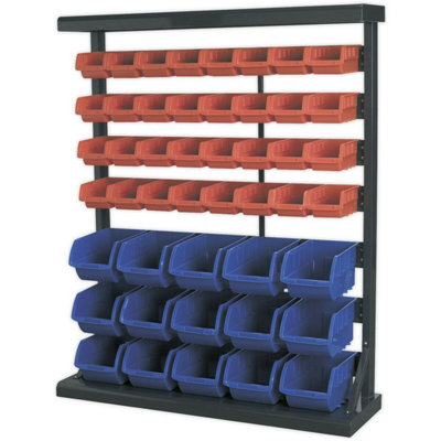 47 Tray Bin Floor Standing Storage Rack for Garage and Warehouse