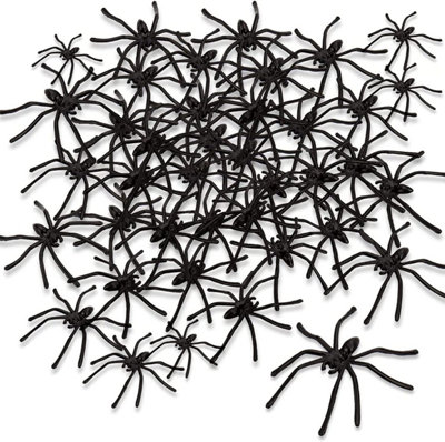 48 Black Plastic Halloween Spiders - Spooky & Scary, 5cm Each, Durable ...